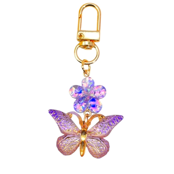 Accessories | Purple Butterfly Keychain With Gold Accents | Poshmark